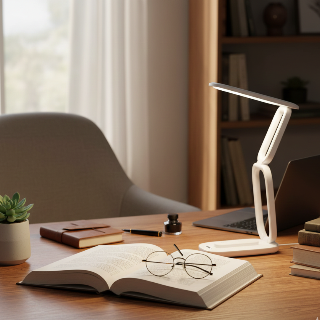 White foldable LED desk lamp – Heim.pk